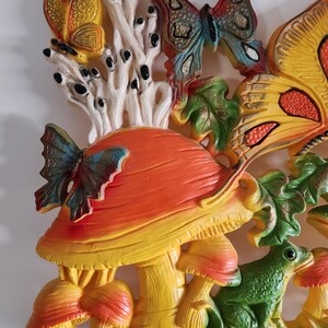 Vintage 1970s Homco Mushroom Frog Butterfly Plastic Wall Hanging With 2 ...