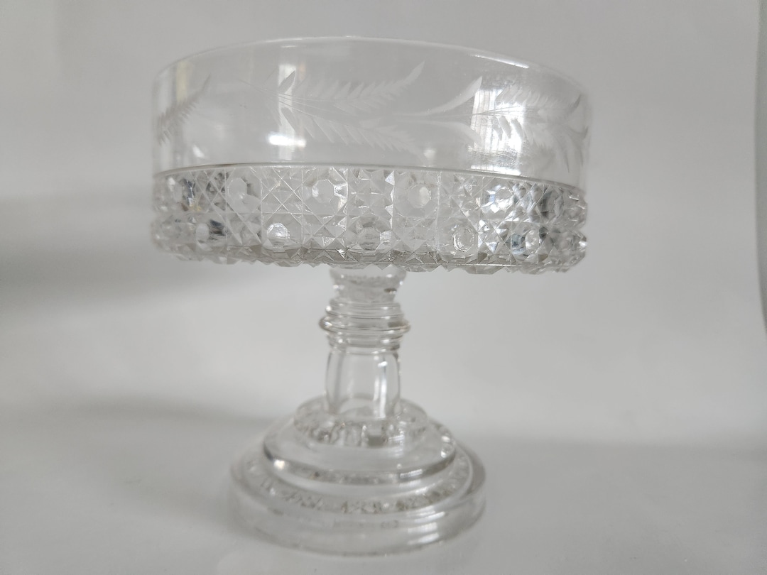 Vintage Clear Compote Pedestal Glass Dish Large - Etsy