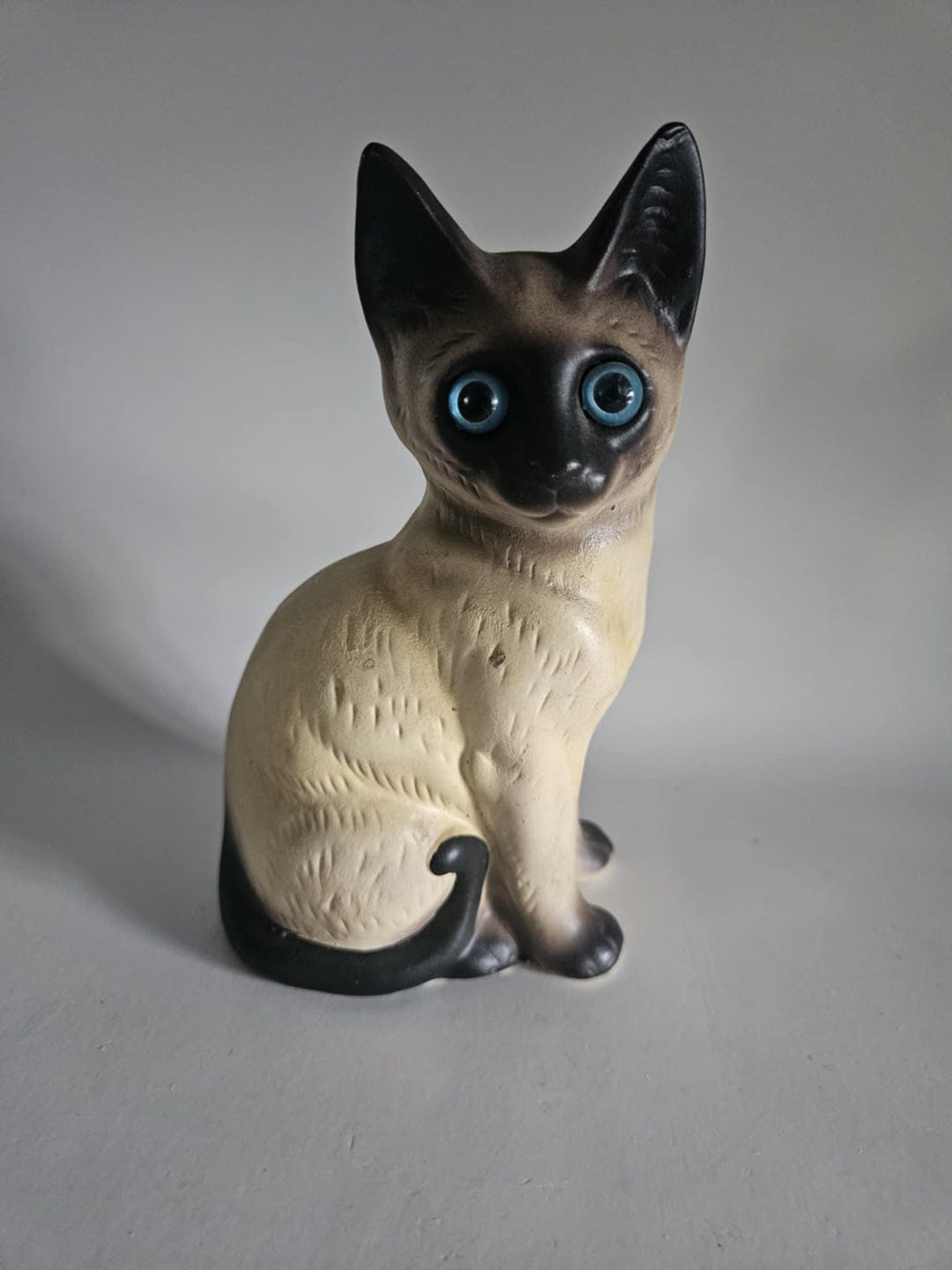 Vintage Siamese Kitty Cat Blue Eyes Statue Figurine 7” Made in Taiwan ...