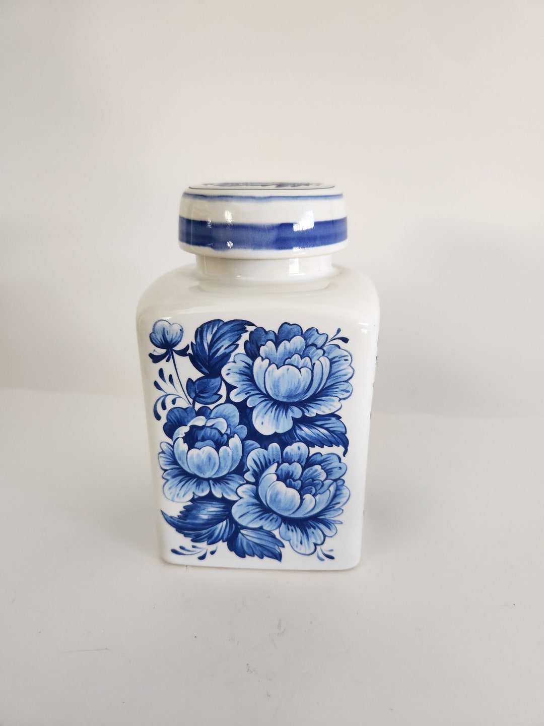 Vintage Estee Lauder Porcelain Blue White Floral Square Jar With Lid - Etsy