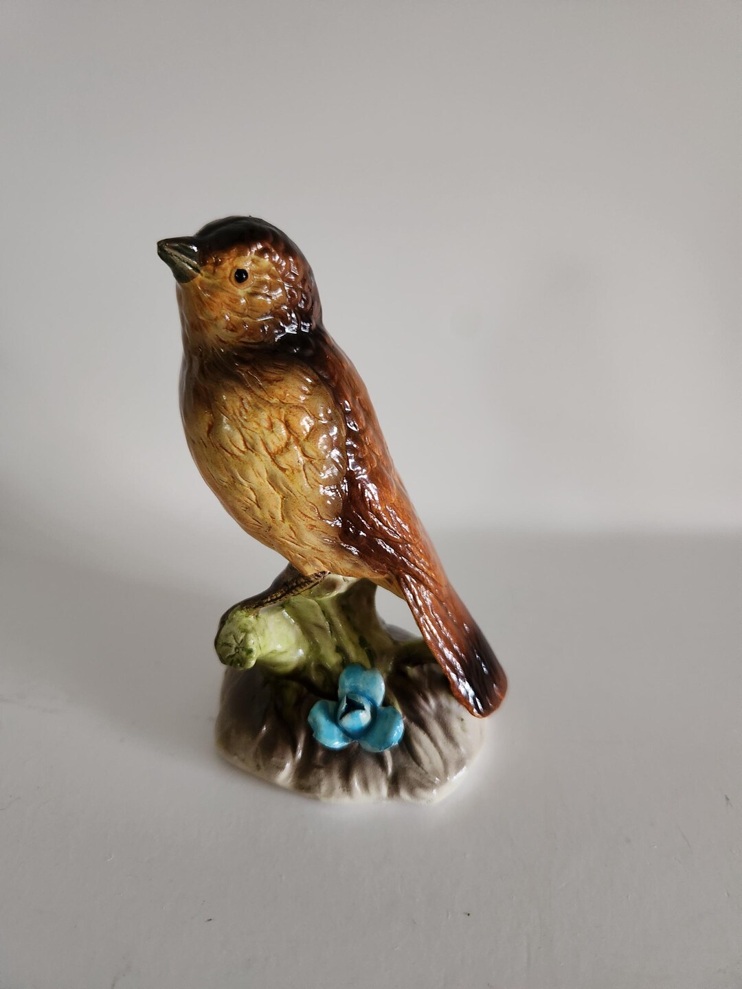Vintage Ceramic Bird on Perch Figurine - Etsy