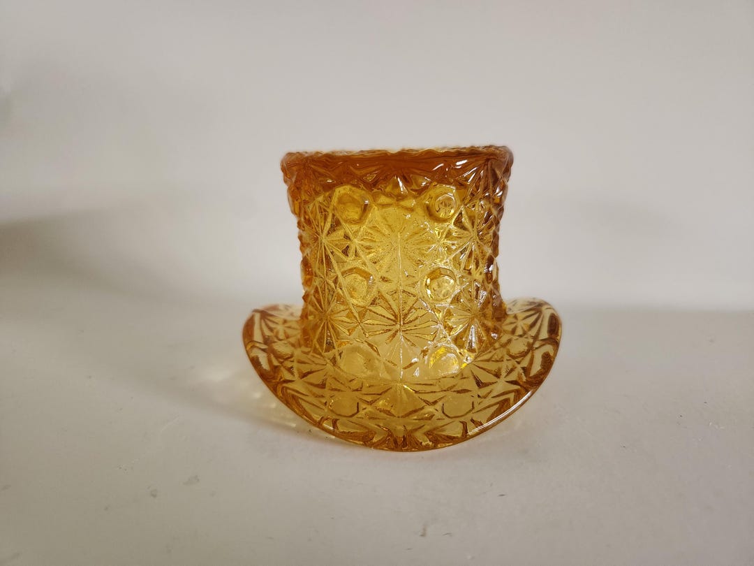 Vintage Fenton Glass Top Hat Amber Glass Daisy & Button Pattern - Etsy