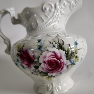 Vintage Large Floral Pitcher - Etsy
