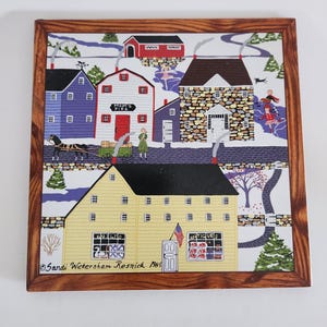 Vintage Folk Art Hand Painted Tile - Sandi Wickersham Resnick 1985 - Etsy