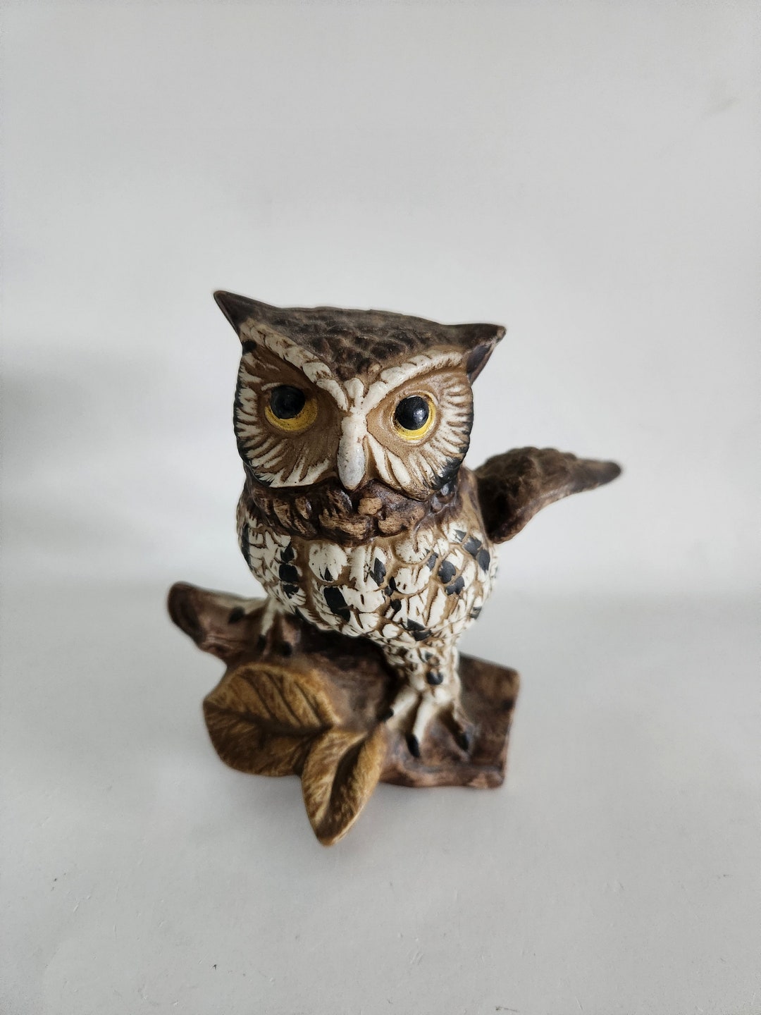 Vintage Homco Porcelain Great Horned Owl Figurine - Etsy