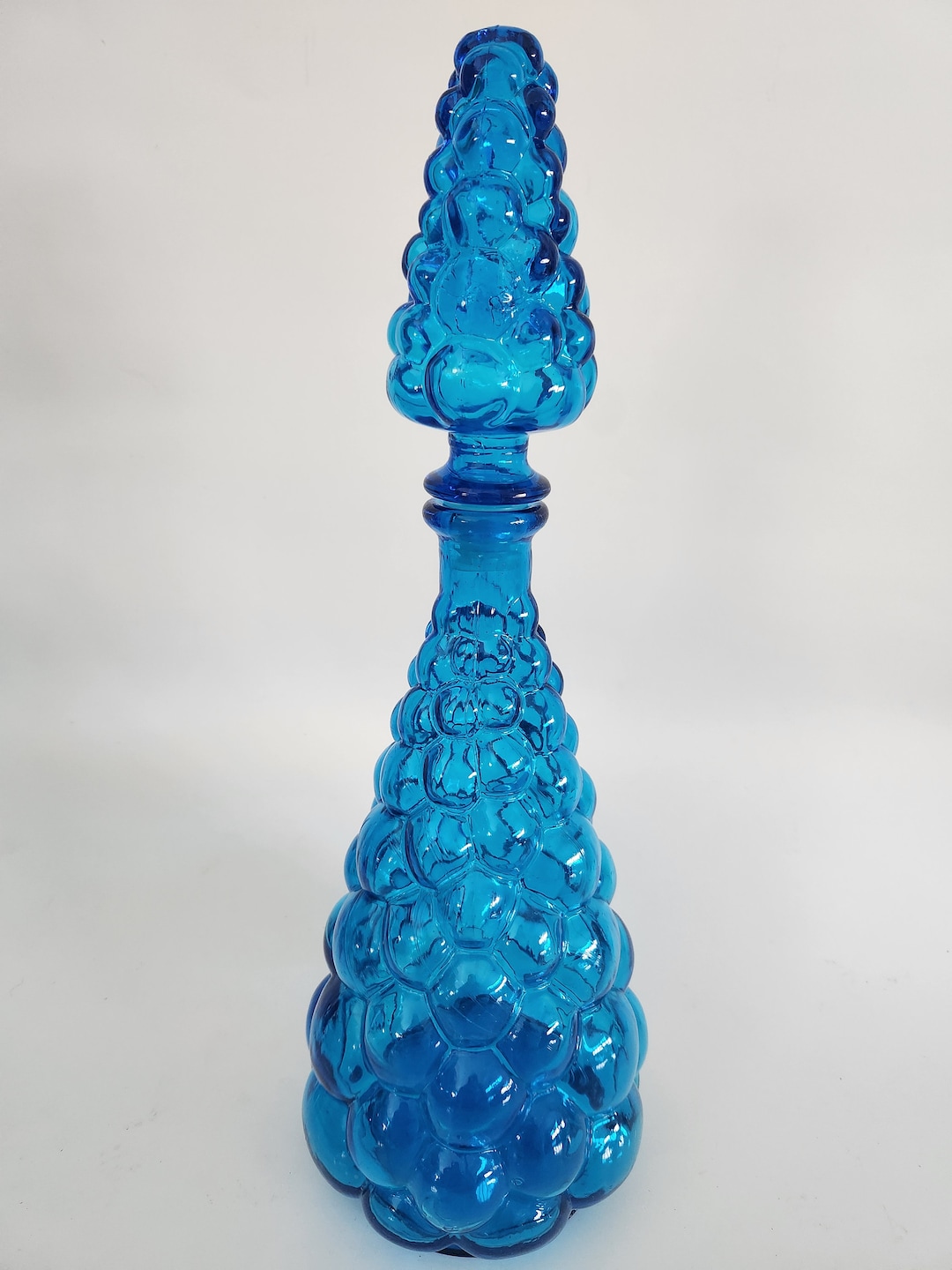 Vintage Italian Empoli Aqua Blue Bubble Glass Decanter Midcentury ...