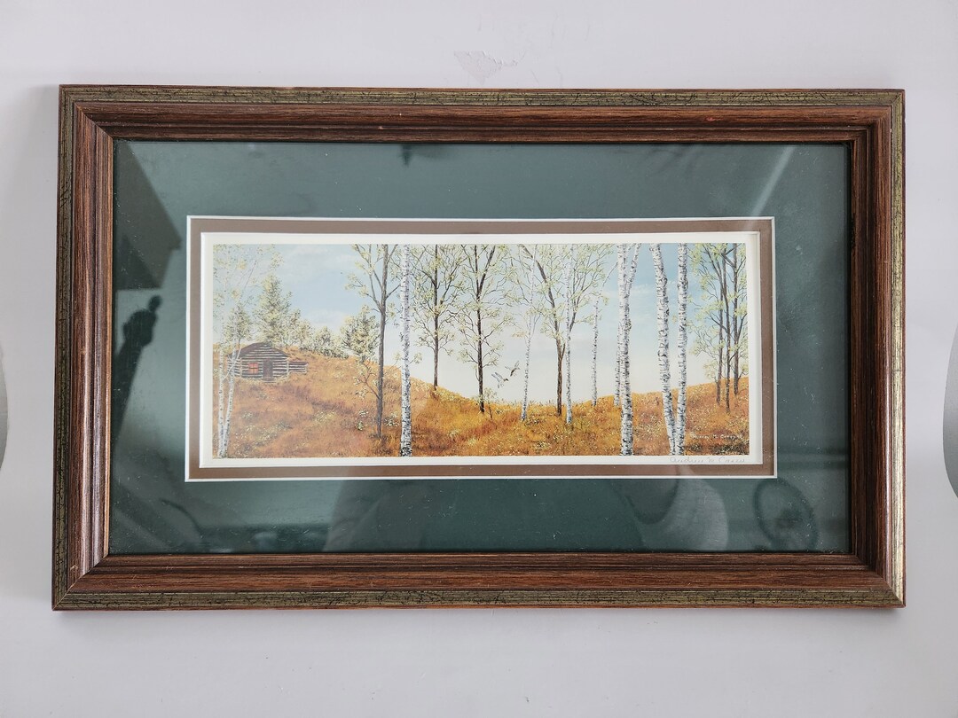 Vintage Audrey Casey Framed Fall Scene Print - Etsy