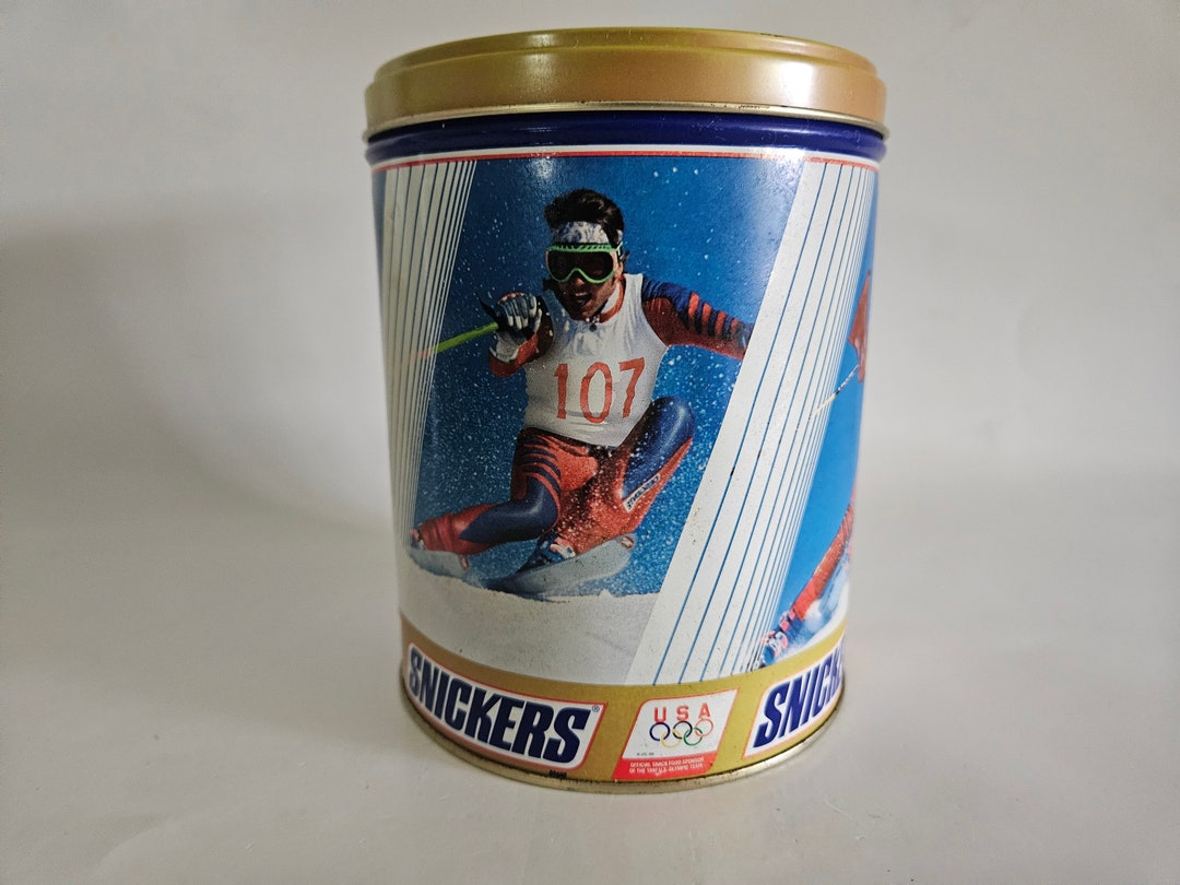 Vintage 1992 Snickers USA Olympic Ski Team Collectible Metal Tin Winter ...