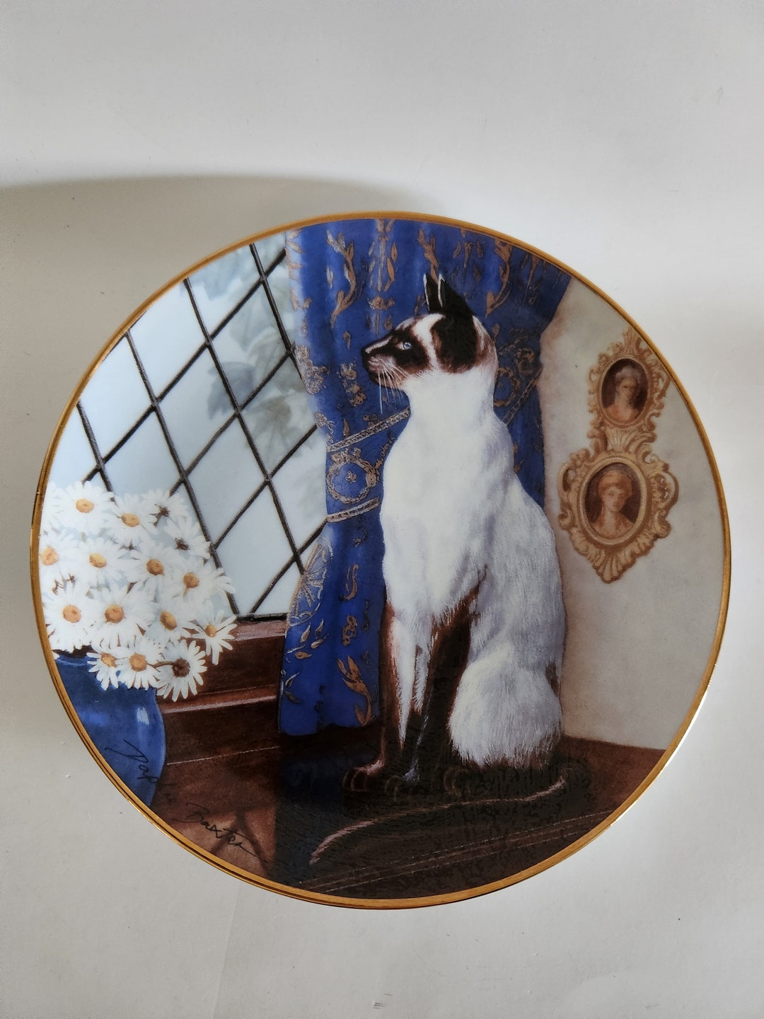 Vintage Franklin Mint Siamese Cat Plate "statuesque" Collectible Plate ...