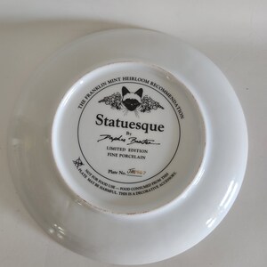 Vintage Franklin Mint Siamese Cat Plate "statuesque" Collectible Plate ...