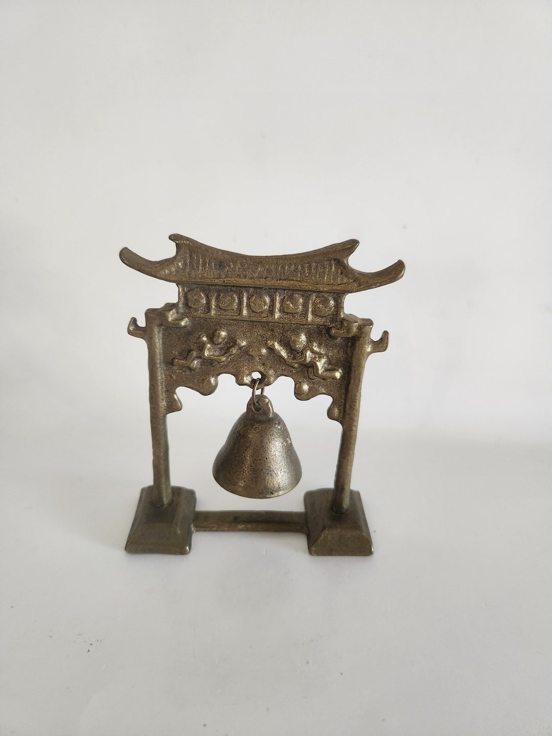 Vintage Brass Pagoda Temple Bell Gong Asian Solid Brass Figurine - Etsy