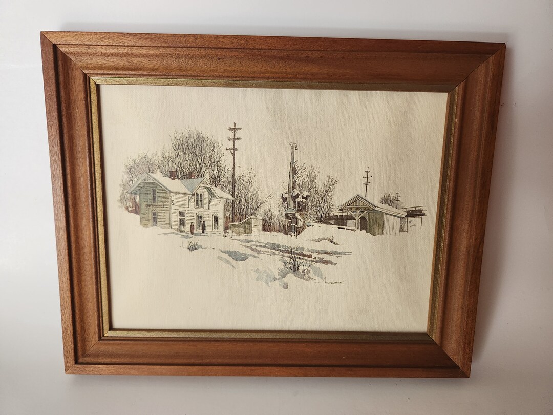 Rare Vintage Al Hollenbeck Watercolor Print of Train Station - Etsy
