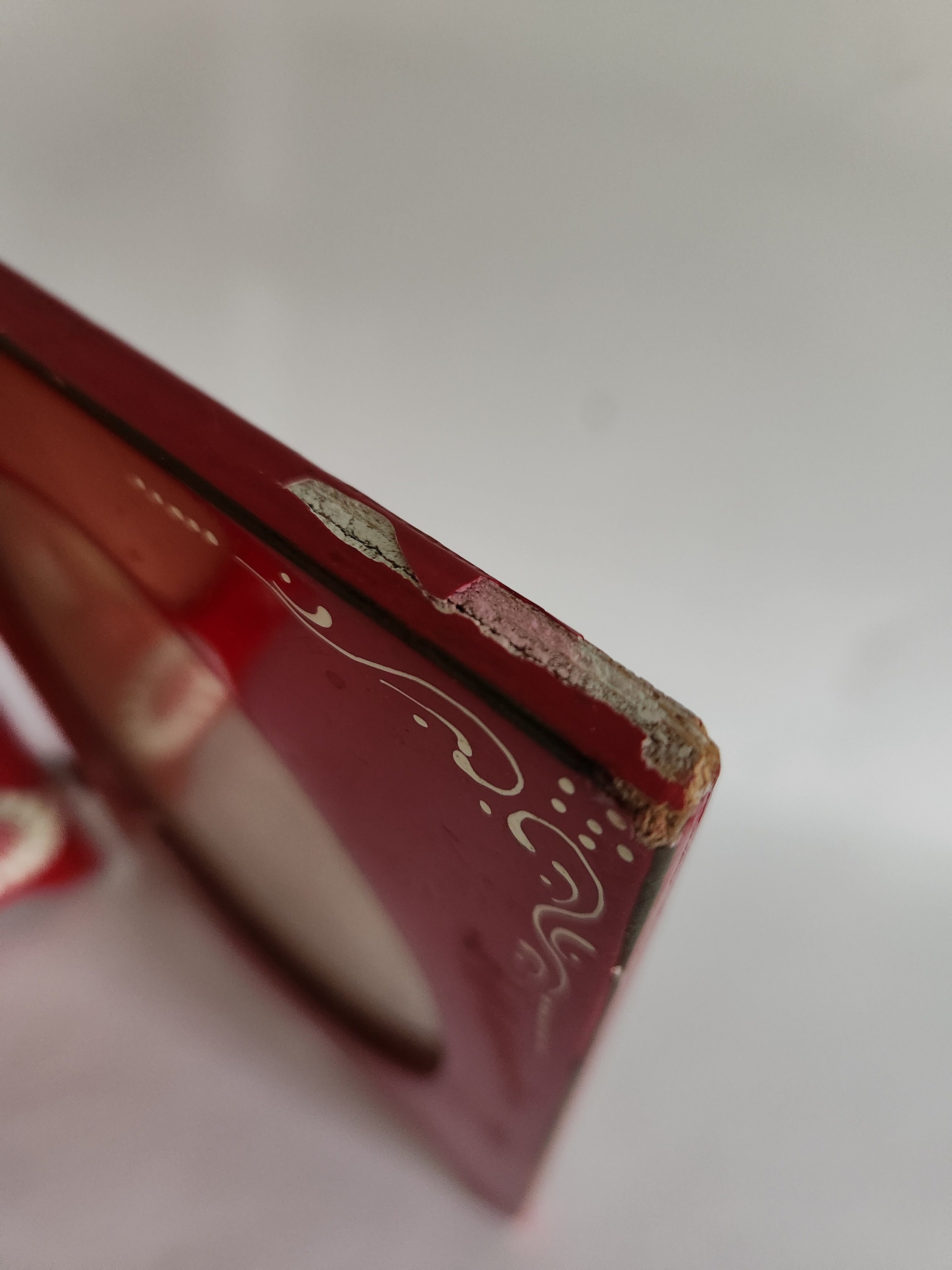 Vintage Hand Painted Red Wooden Double Picture Frame - Etsy