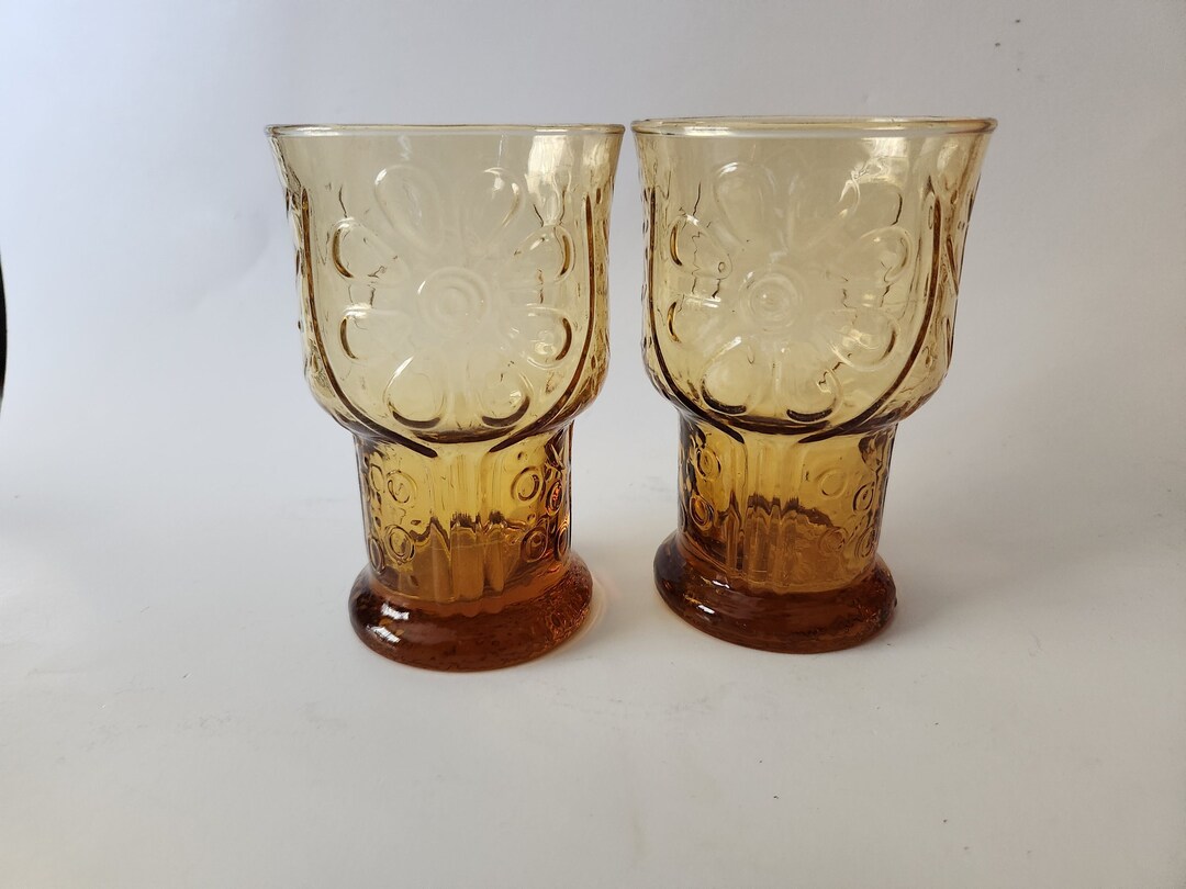 Vintage Libbey Daisy Glasses Drinkware 1950s Amber Gold Color - Etsy