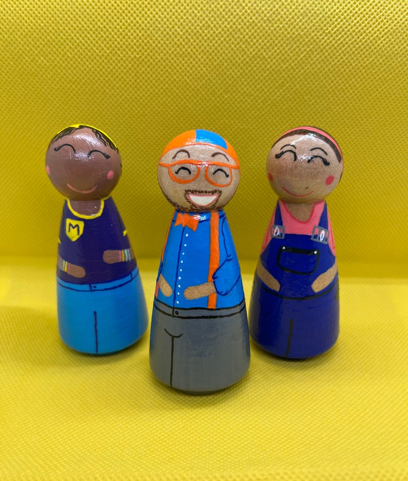 Meekah Blippi Miss Rachel UKCA Peg Dolls - Etsy UK