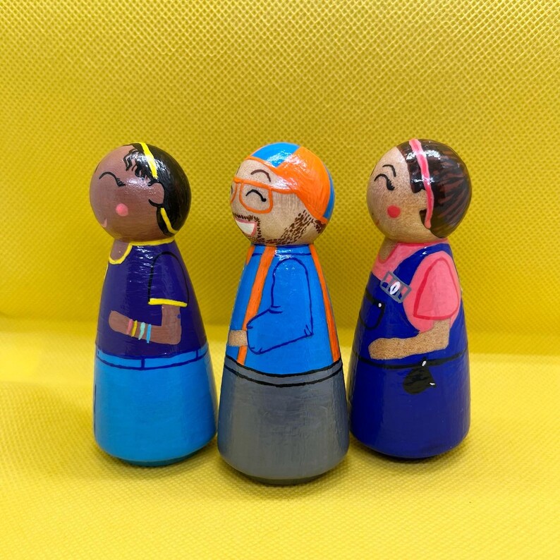 Meekah Blippi Miss Rachel UKCA Peg Dolls - Etsy UK
