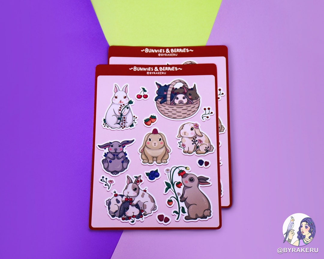 Bunny Sticker Sheet Rabbit Stickers Pack Spring Stickers Cute Bunnies ...