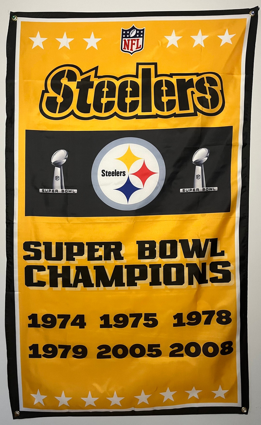 Pittsburgh Steelers Super Bowl Championship Banner Flag Wall Art - Etsy