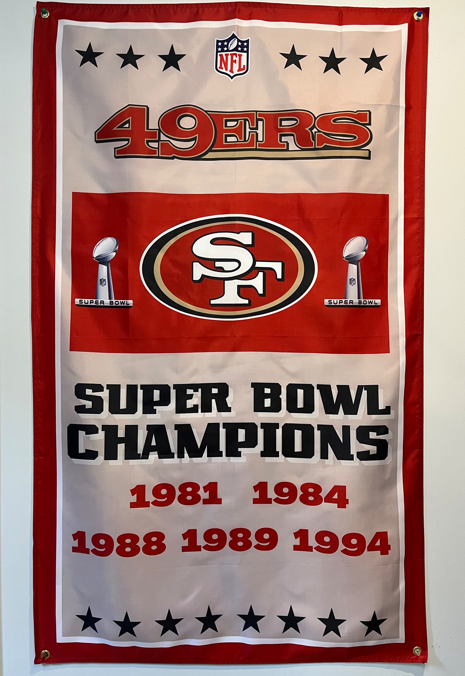 San Francisco 49ers Super Bowl Championship Banner Flag Wall Art - Etsy