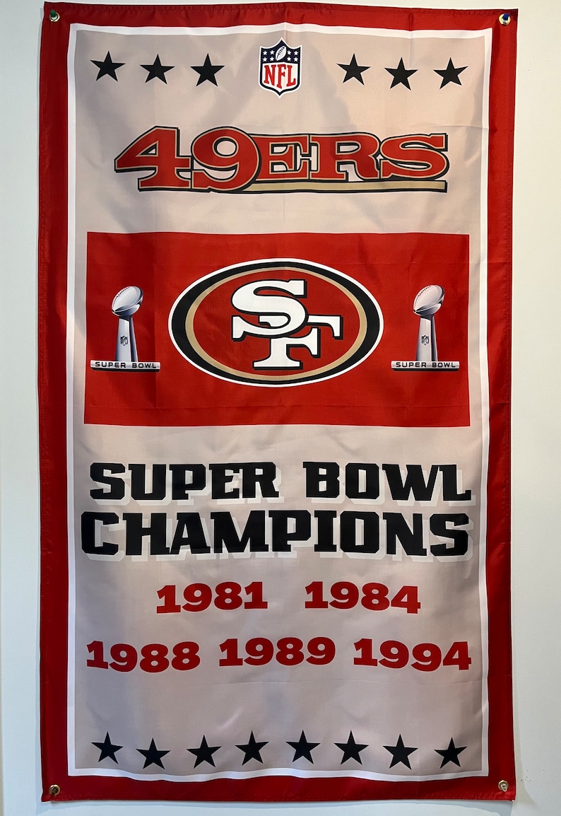 San Francisco 49ers Super Bowl Championship Banner Flag Wall Art - Etsy