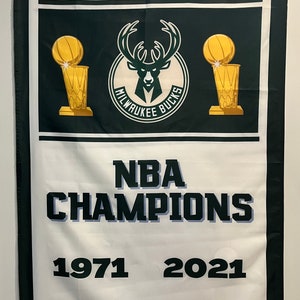 Milwaukee Bucks NBA Championship Banner Flag Wall Art - Etsy