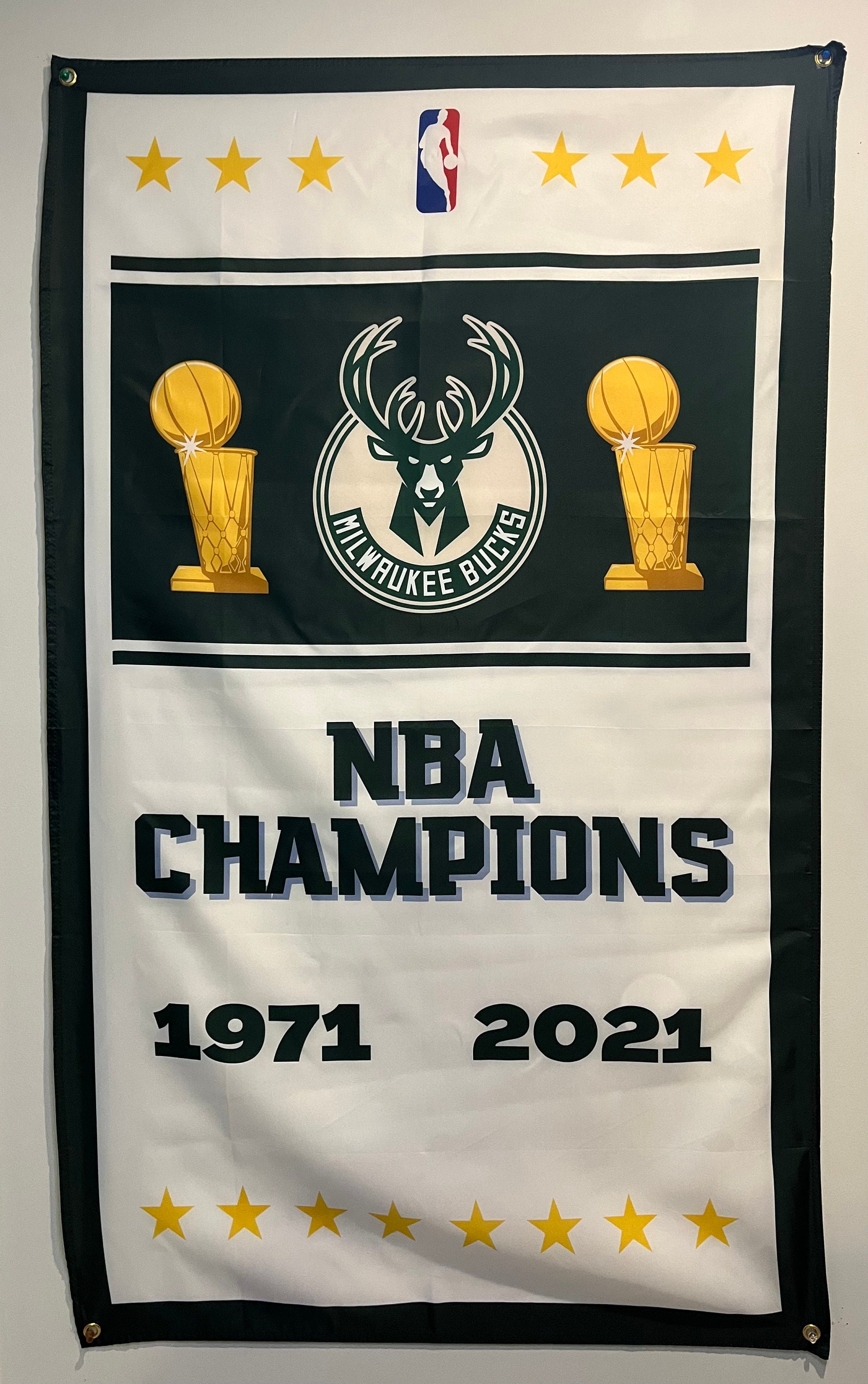 Milwaukee Bucks NBA Championship Banner Flag Wall Art - Etsy