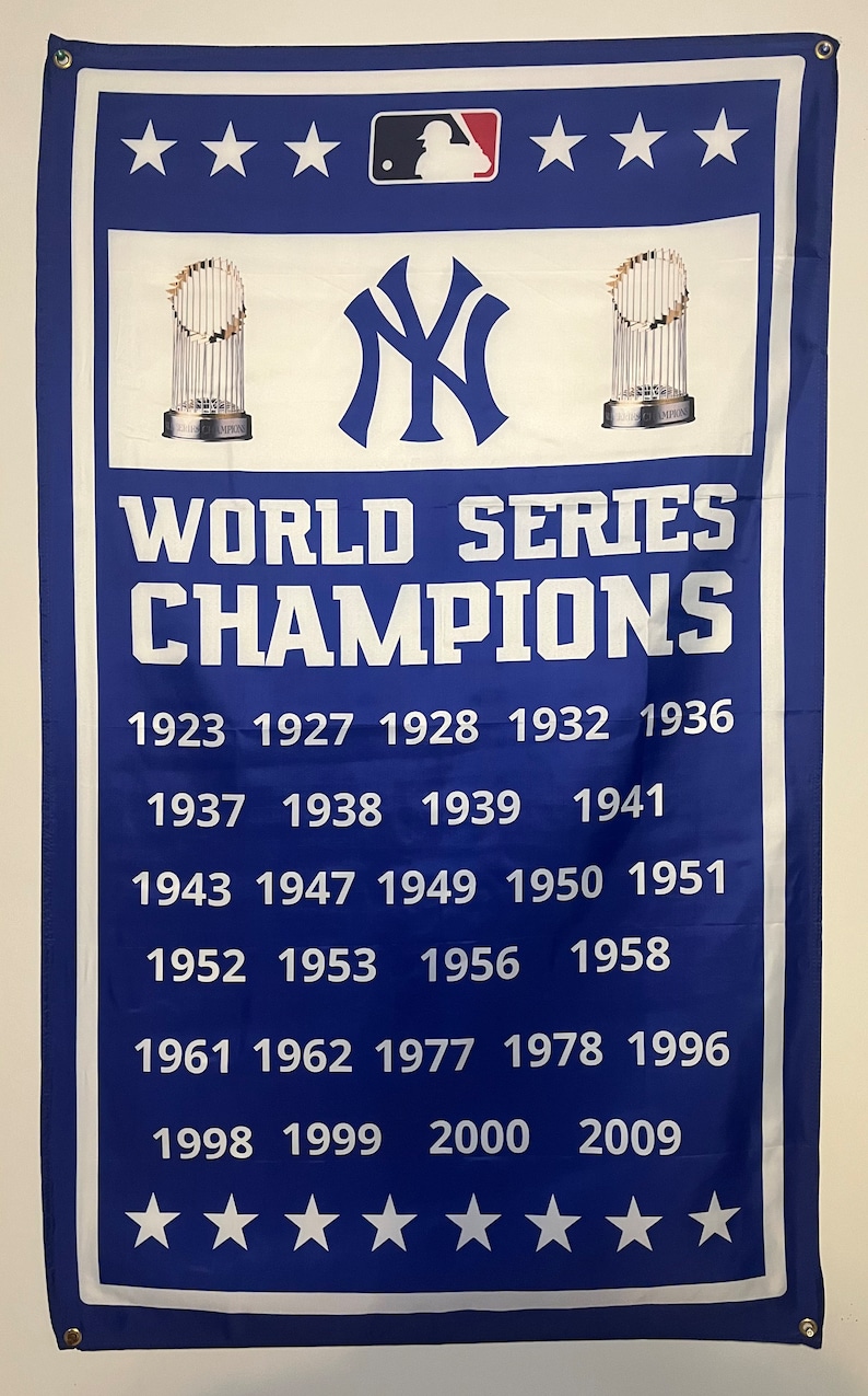 New York Yankees World Series Championship Banner Flag Wall Art - Etsy