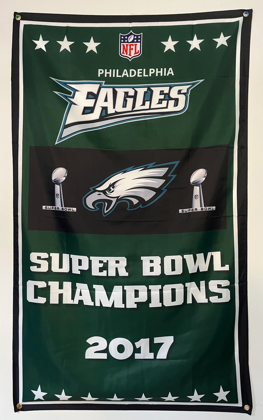 Philadelphia Eagles Super Bowl Championship Banner Flag Wall Art - Etsy