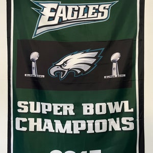 Philadelphia Eagles Super Bowl Championship Banner Flag Wall Art - Etsy