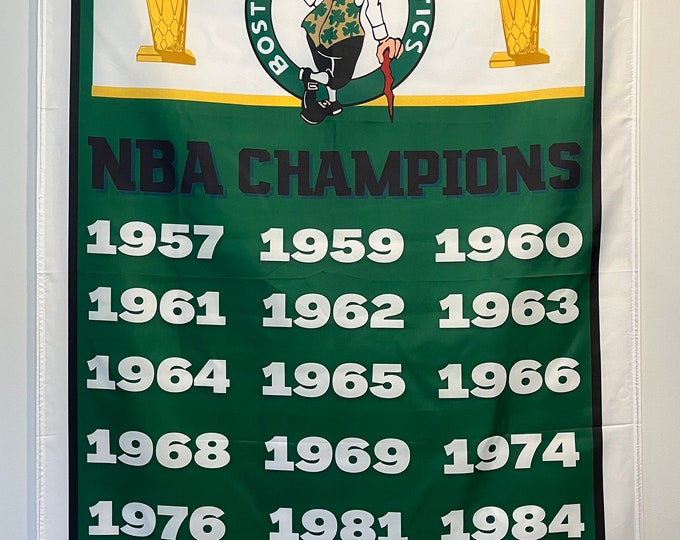 Boston Celtics NBA Championship Banner Flag Wall Art - Etsy