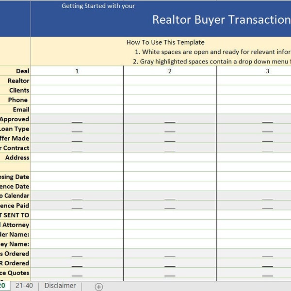Real Estate Transaction Tracker - Etsy