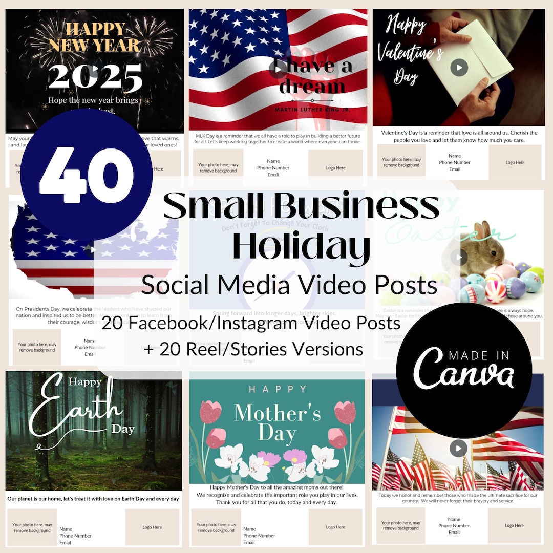 Holiday Social Media Video Posts | Canva Templates (digital Download ...