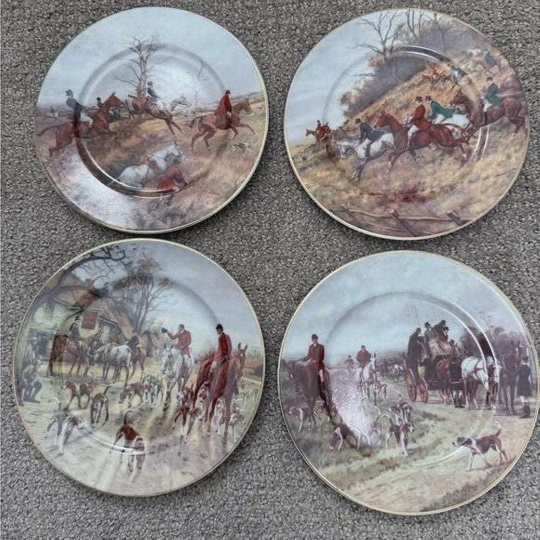 Vintage Italian Hunting Scene Dinner Porcelain Plate Set by Henriette ...