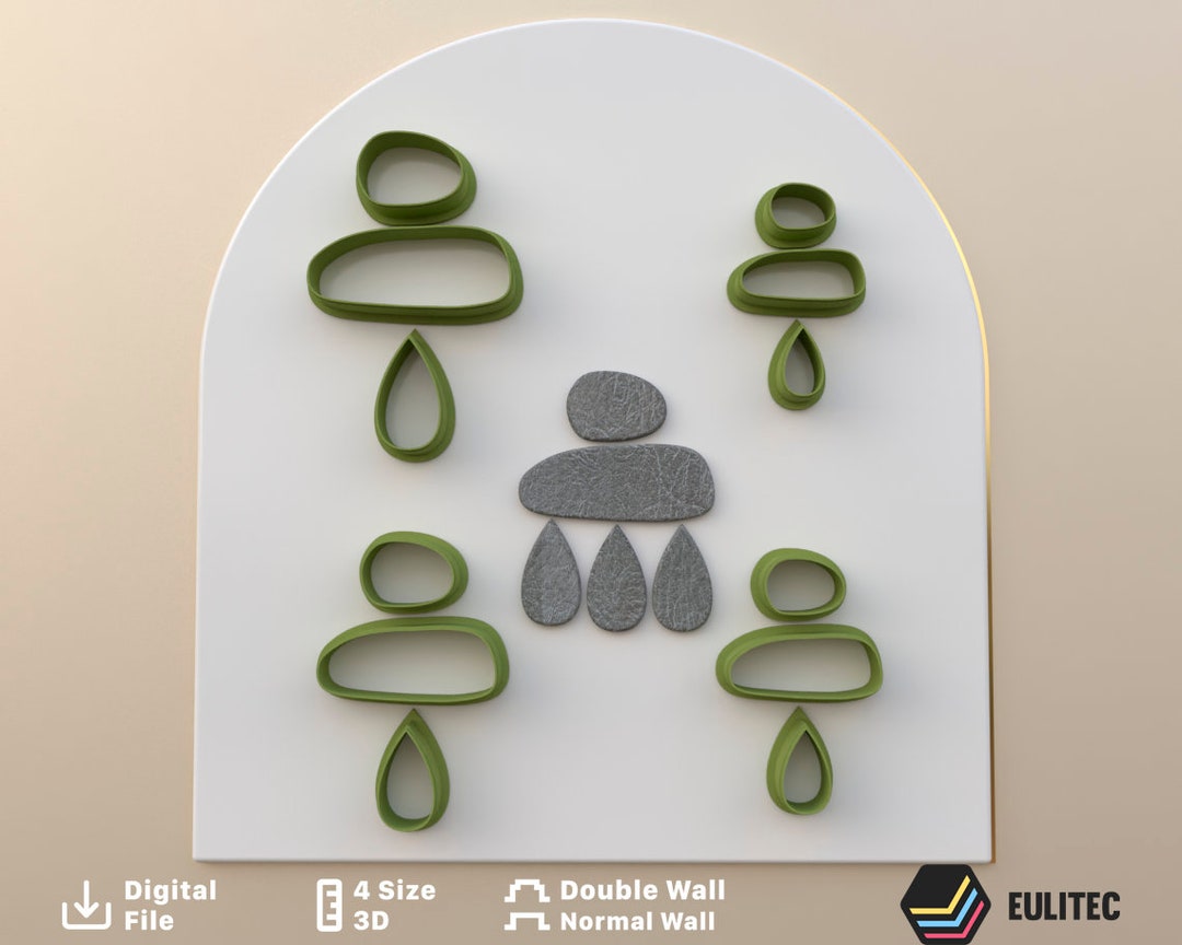 Polymer Clay Cutter to Make Pebble Organic 4 Size 2 Version Cut/digital ...