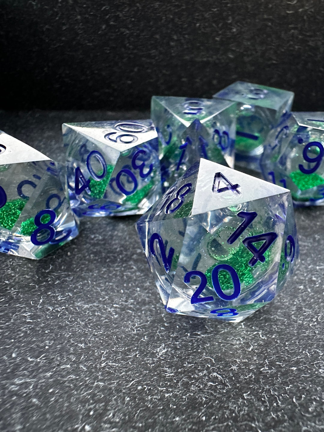 Full Dnd Dice Set Liquid Core Dnd Gifts Glitter Resin Dungeons and ...