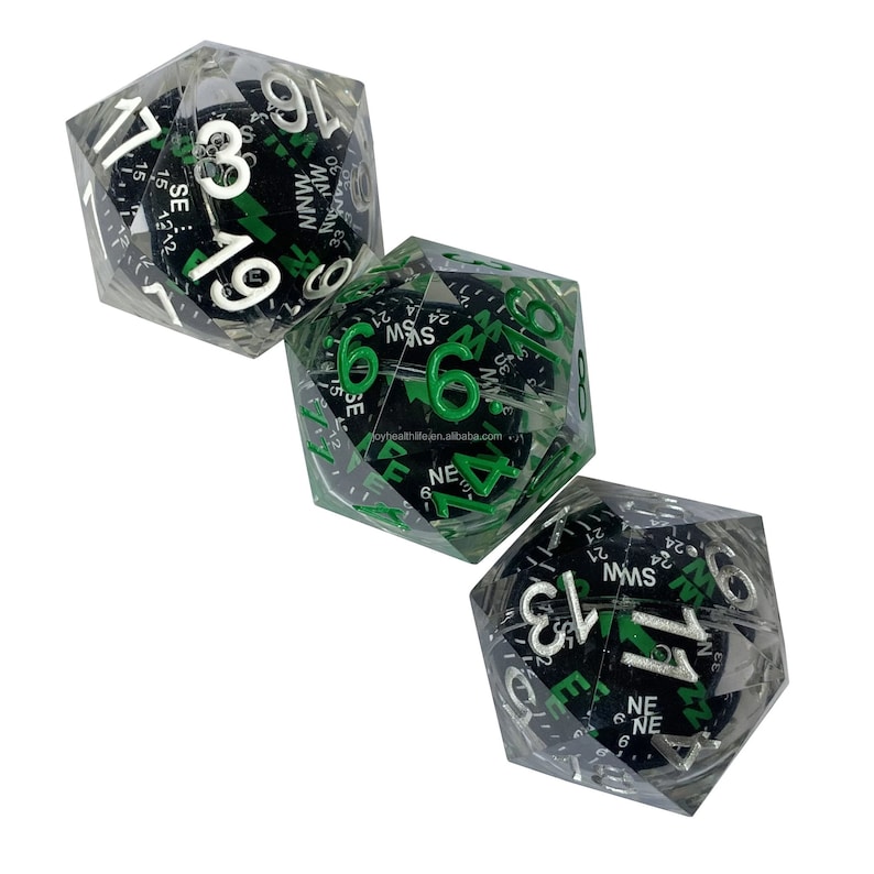 Large Sharp Edge D20 DND Polyhedral Dice - Compass Design Dungeons ...