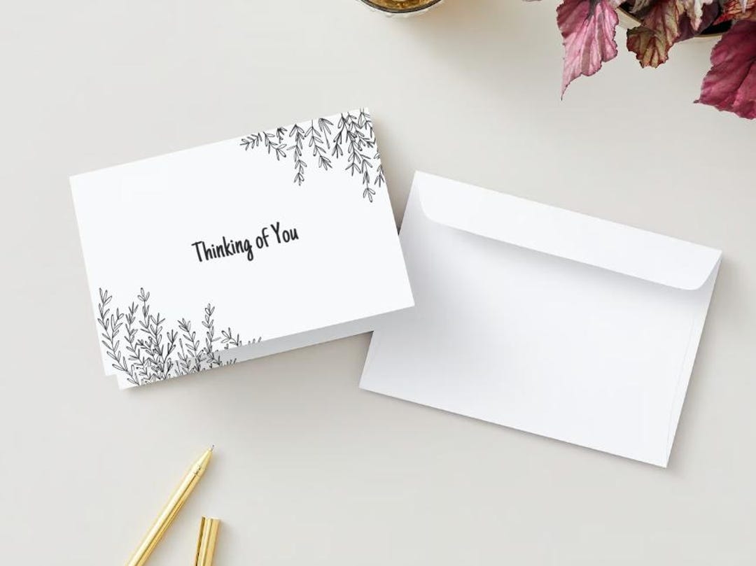 Printable Folded Card, Botanical Design, Just Because Note (digital ...