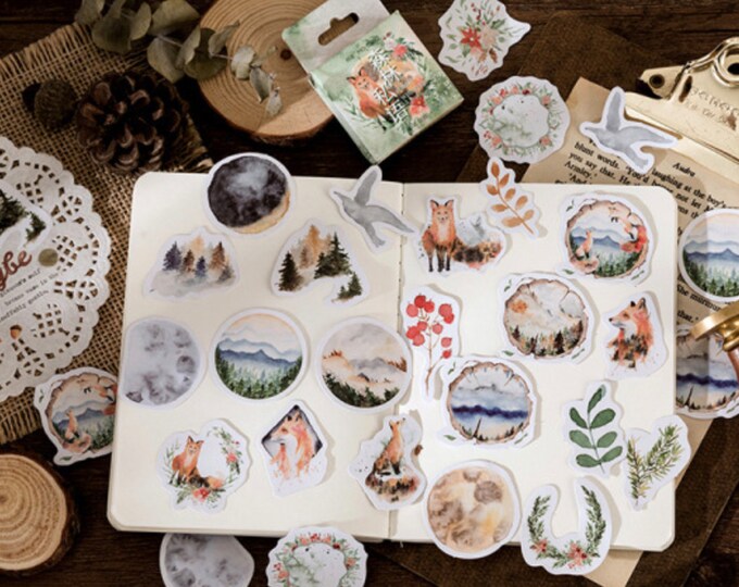 Forest Mist Sticker Set Forest Animals Stickers Box Set Fox - Etsy
