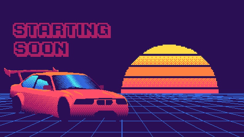 4 Pack Twitch Stream Overlay Screen, Vaporwave Pixel Art Animation ...