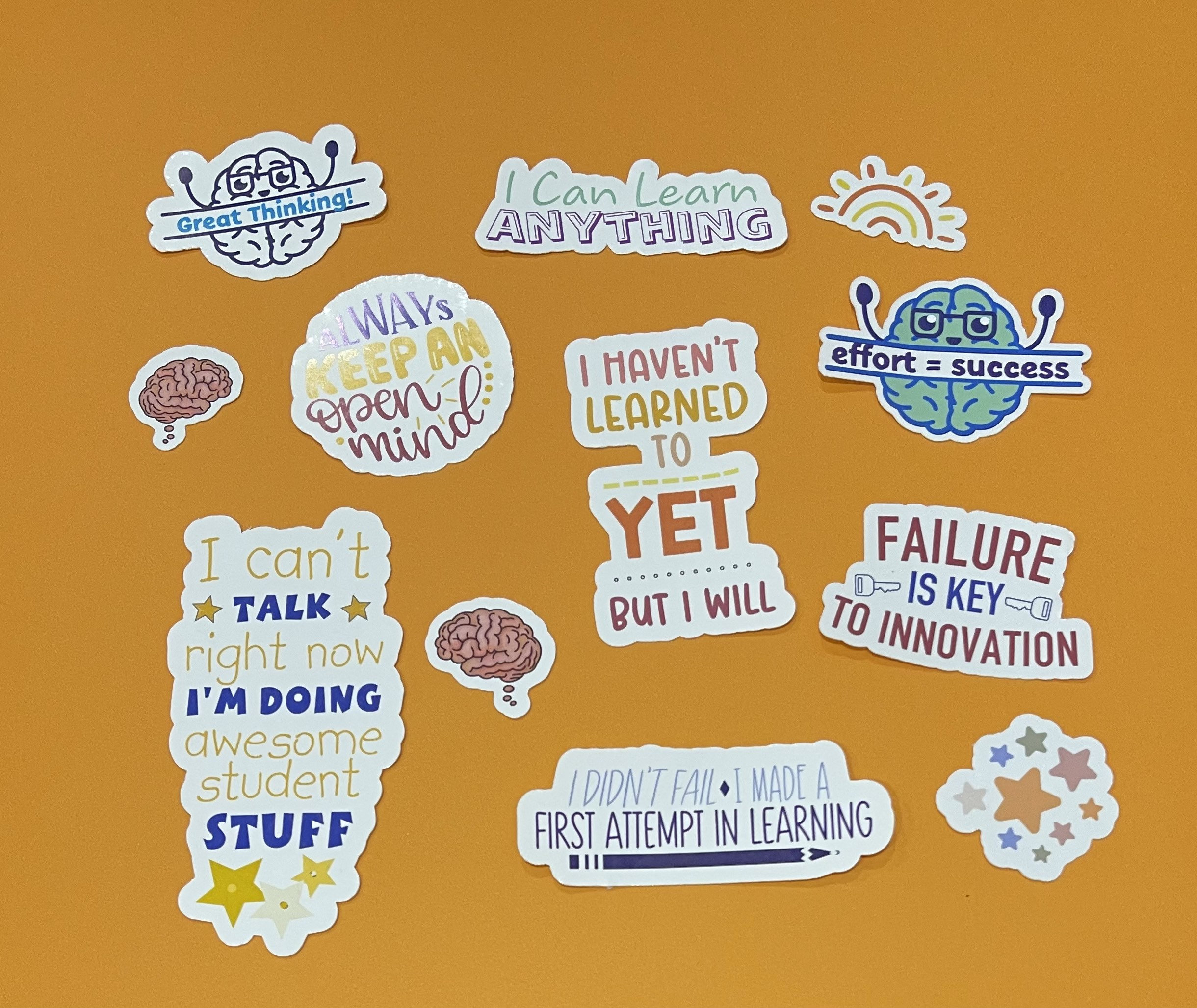 Mindset Sticker Set. Set of 12 Growth Mindset Stickers. Die Cut, Vinyl ...