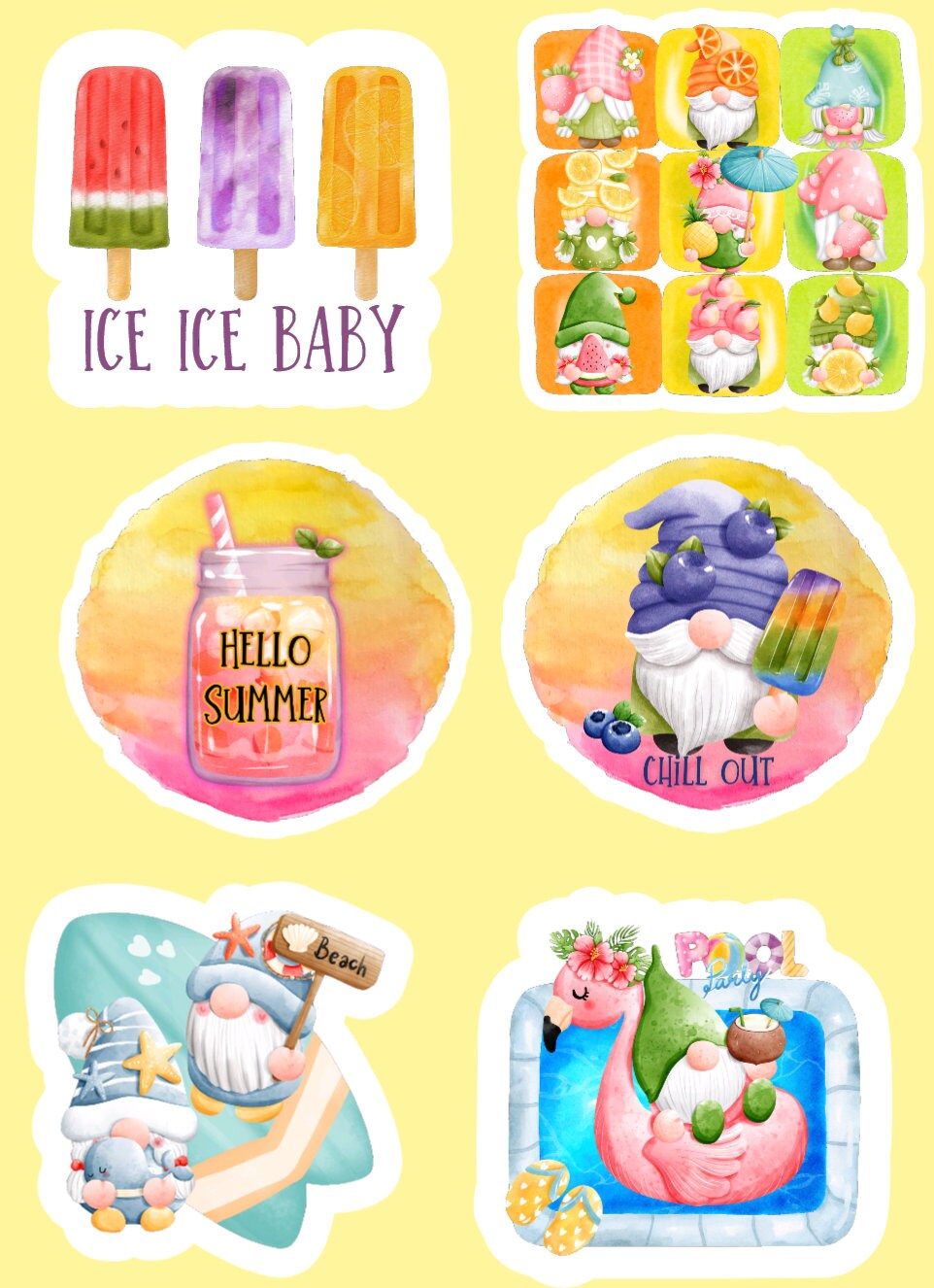 Summer Gnome Clip Art Fruit Summer Vibe Digital Downloads - Etsy