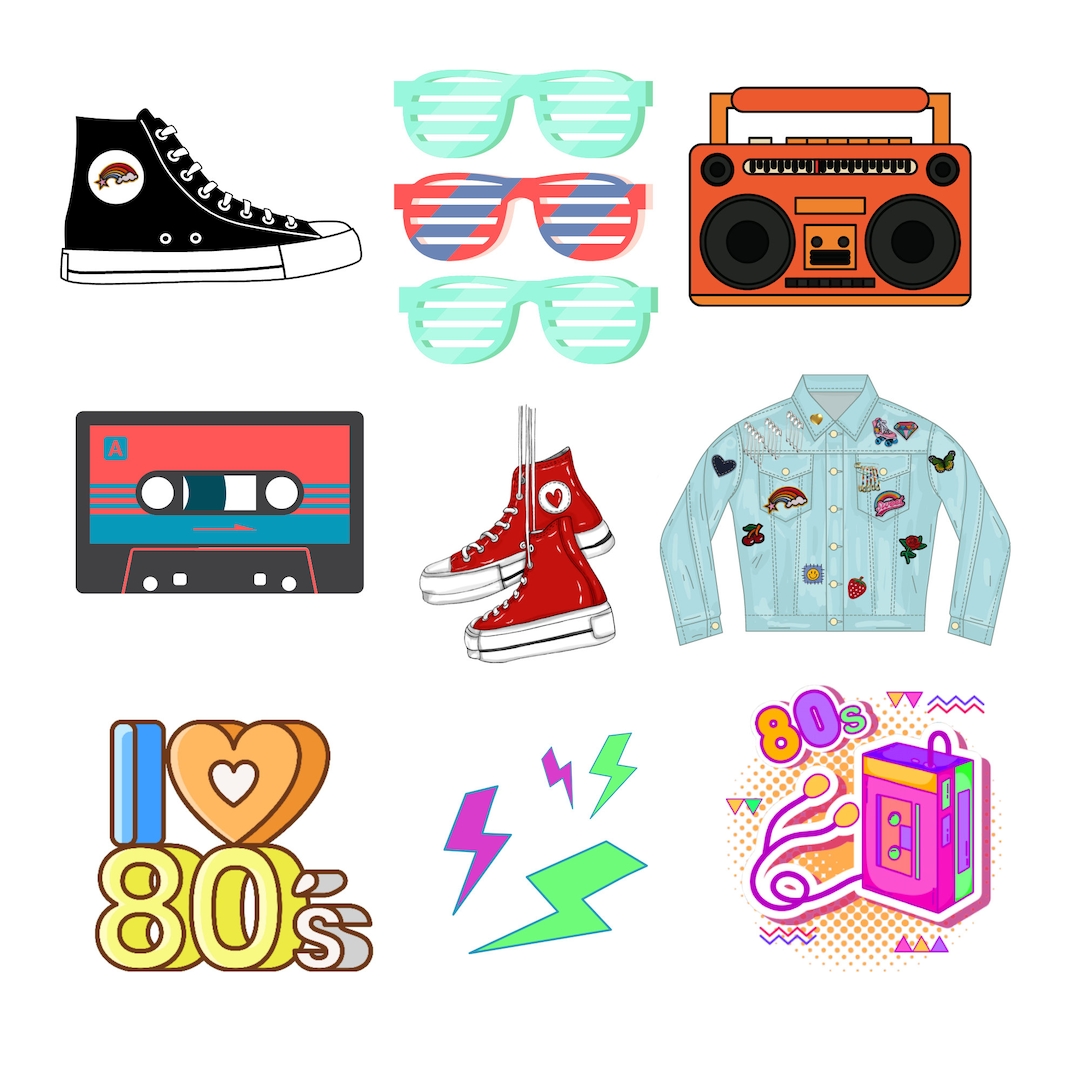 80's Icon Clipart. Totally Rad 9 Image Set Includes Pngs and Jpgs. - Etsy