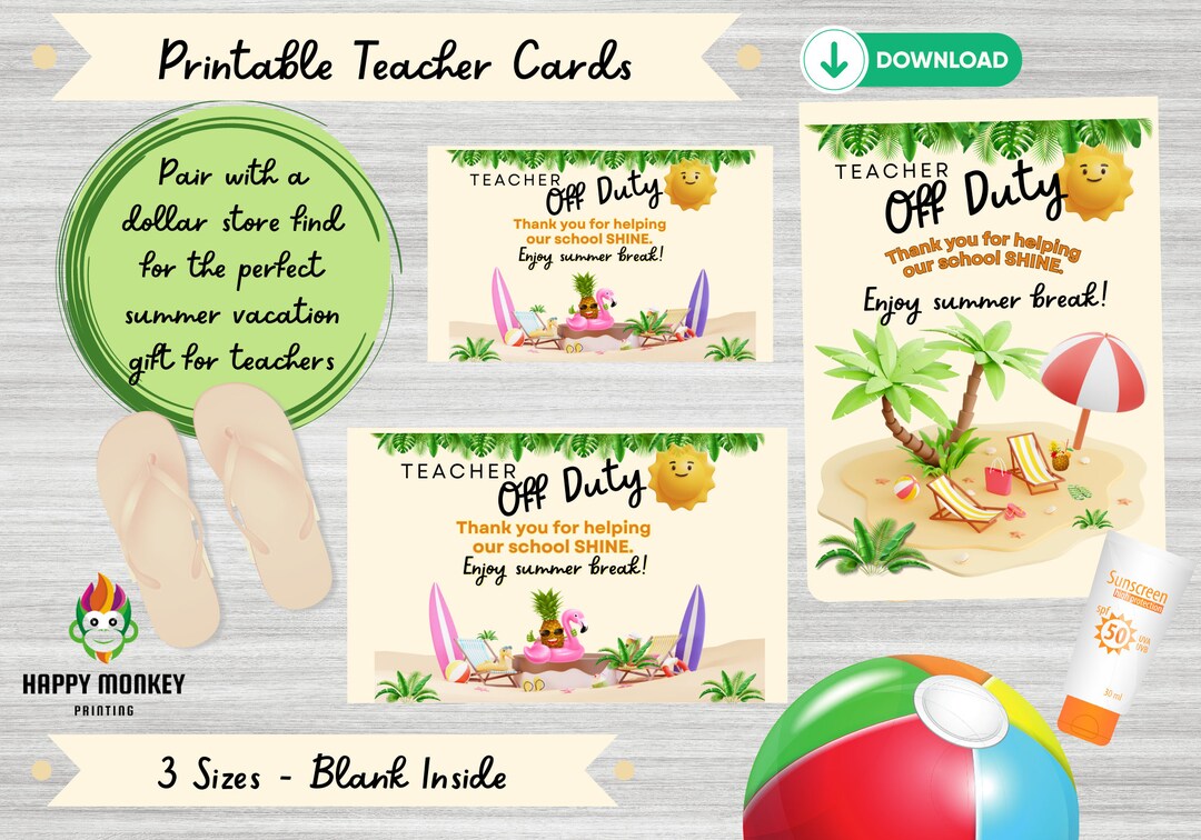 Teacher Thank You Cards | Summer Vacation| Staff Appreciation - Etsy