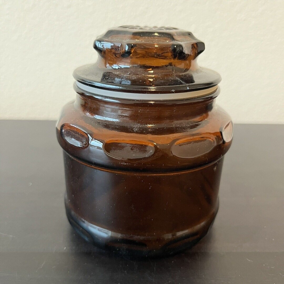 Vintage Amber Brown Glass Jar // Rubber Seal Apothecary // 1970s ...