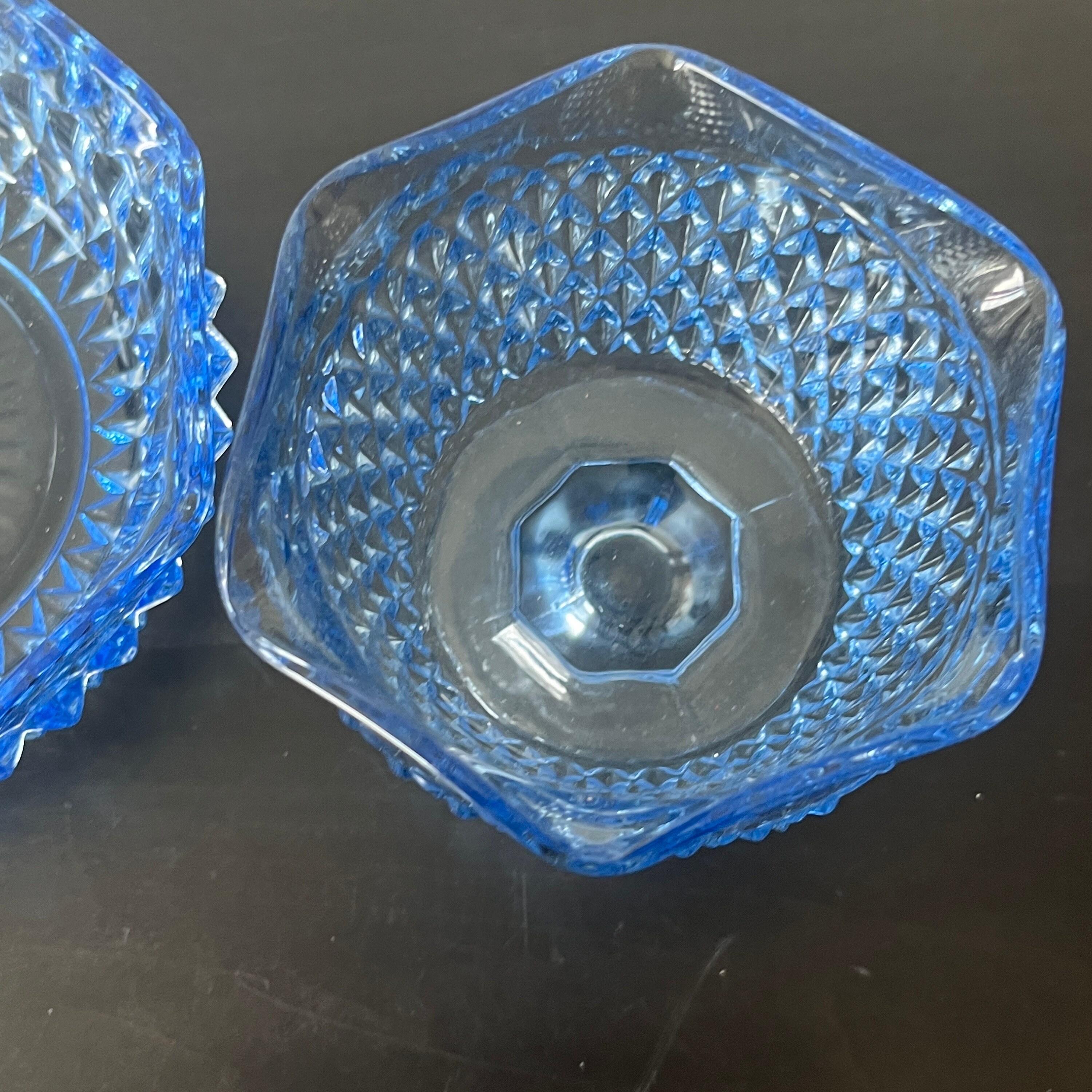 Vintage Indiana Glass Diamond Point Mayonnaise Bowl Set // Vintage ...