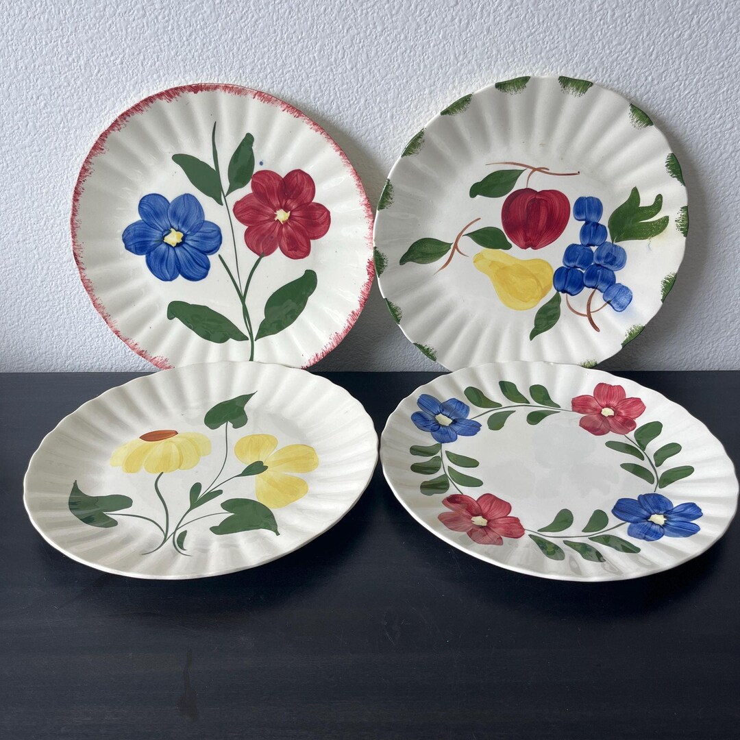 Blue Ridge Potteries Dinner Plates // Set of 4 Mixed Patterns // 10-1/4 ...