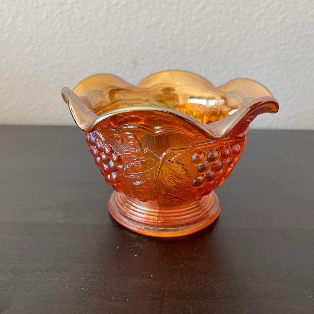 Vintage Imperial Carnival Glass Bowl // Grapes & Leaves Pattern ...