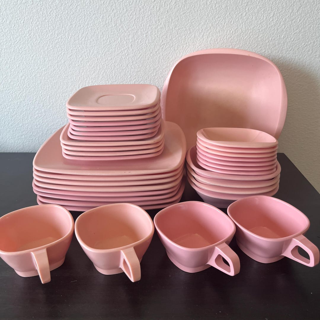 Vintage Pink Melmac Dinnerware Dish Lot // Harmony House Talk of the ...