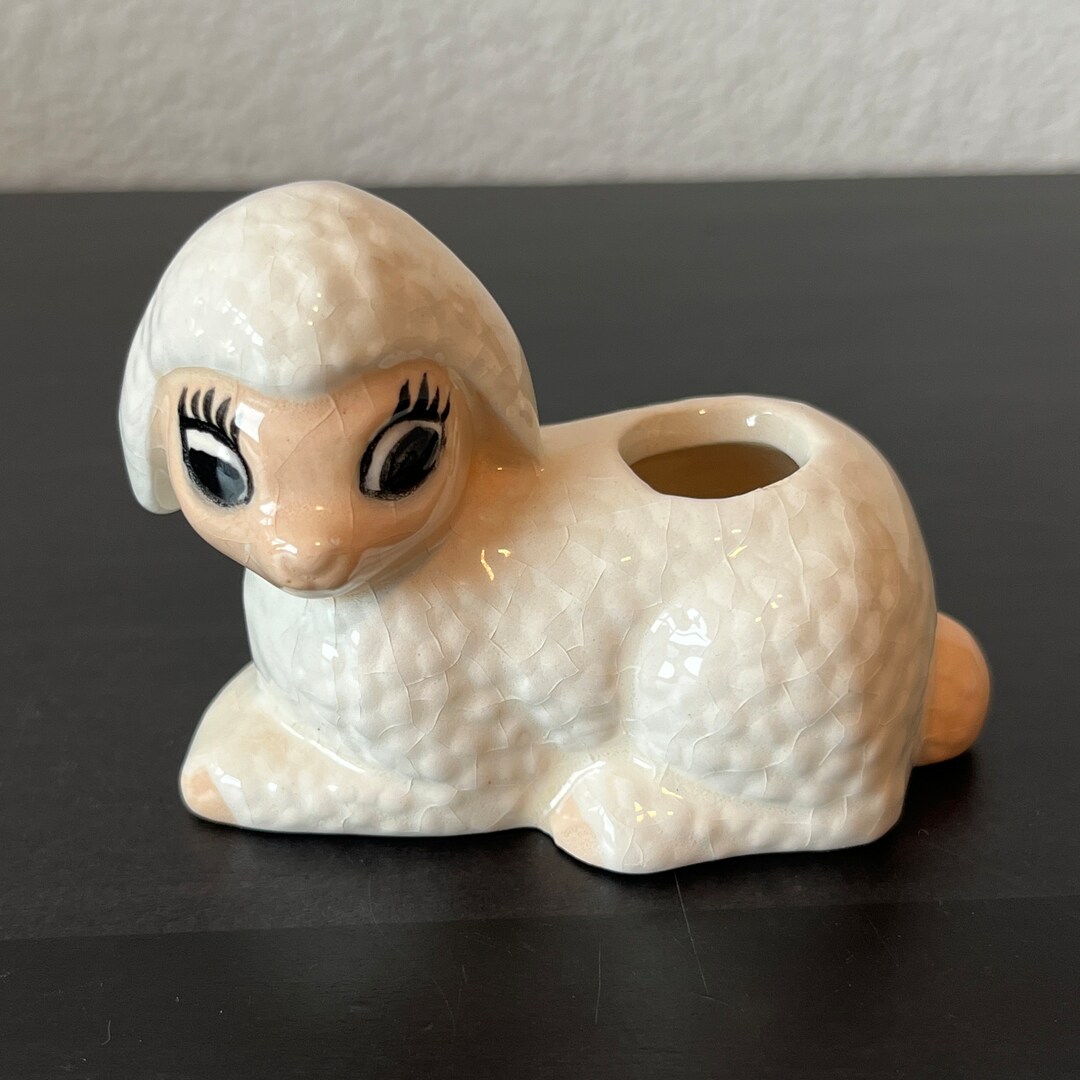 Tiny Baby Lamb Planter // Vintage 1960s Ceramic - Etsy