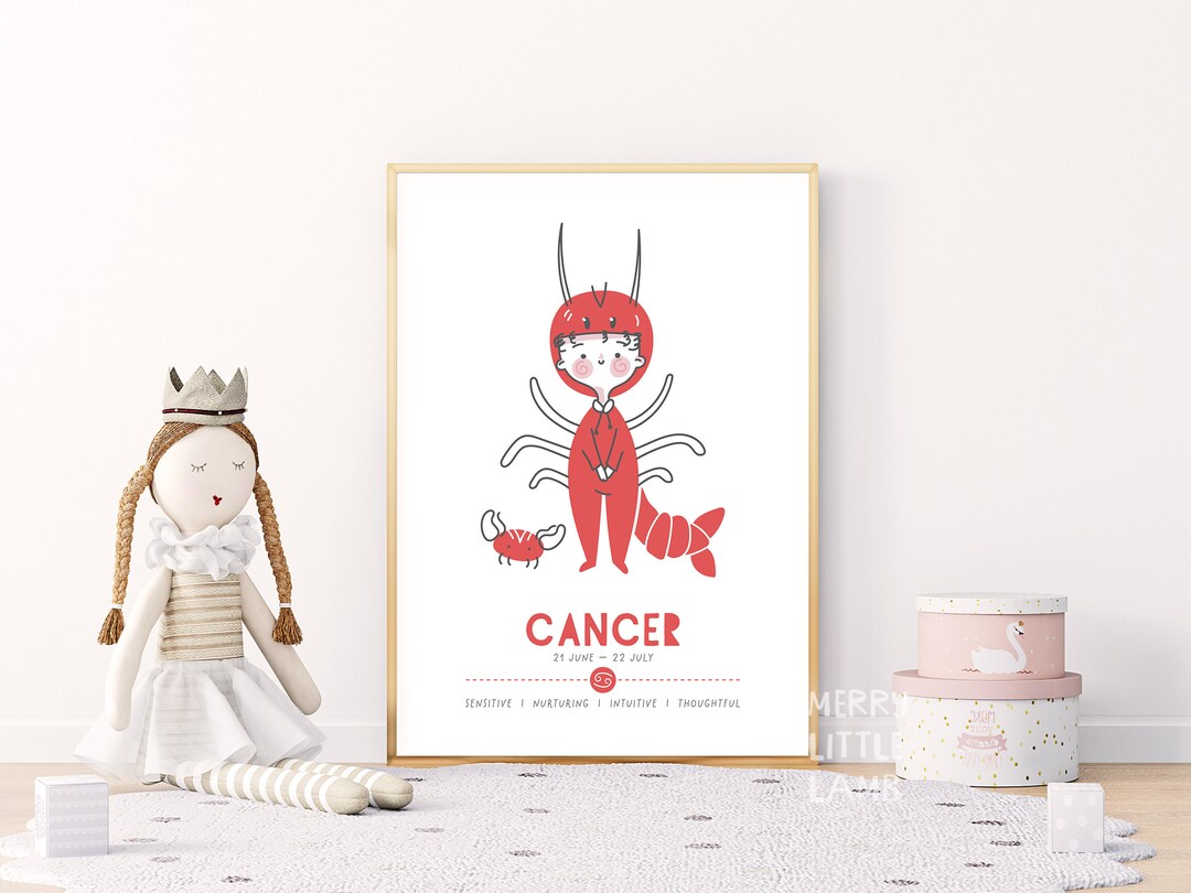 Kids CANCER Zodiac Sign Printable Wall Art, Horoscope Constellation ...
